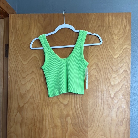 Mono B | Tops | Vibrant Green Ribbed Tank Top | Poshmark